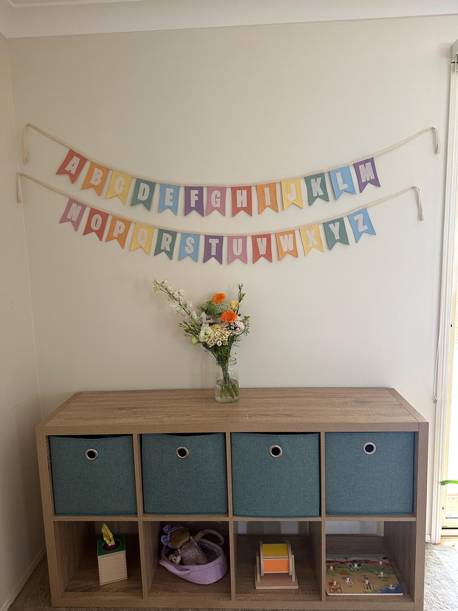 Rainbow Alphabet Bunting | Playroom Decor, Kids Room Alphabet Banner ...