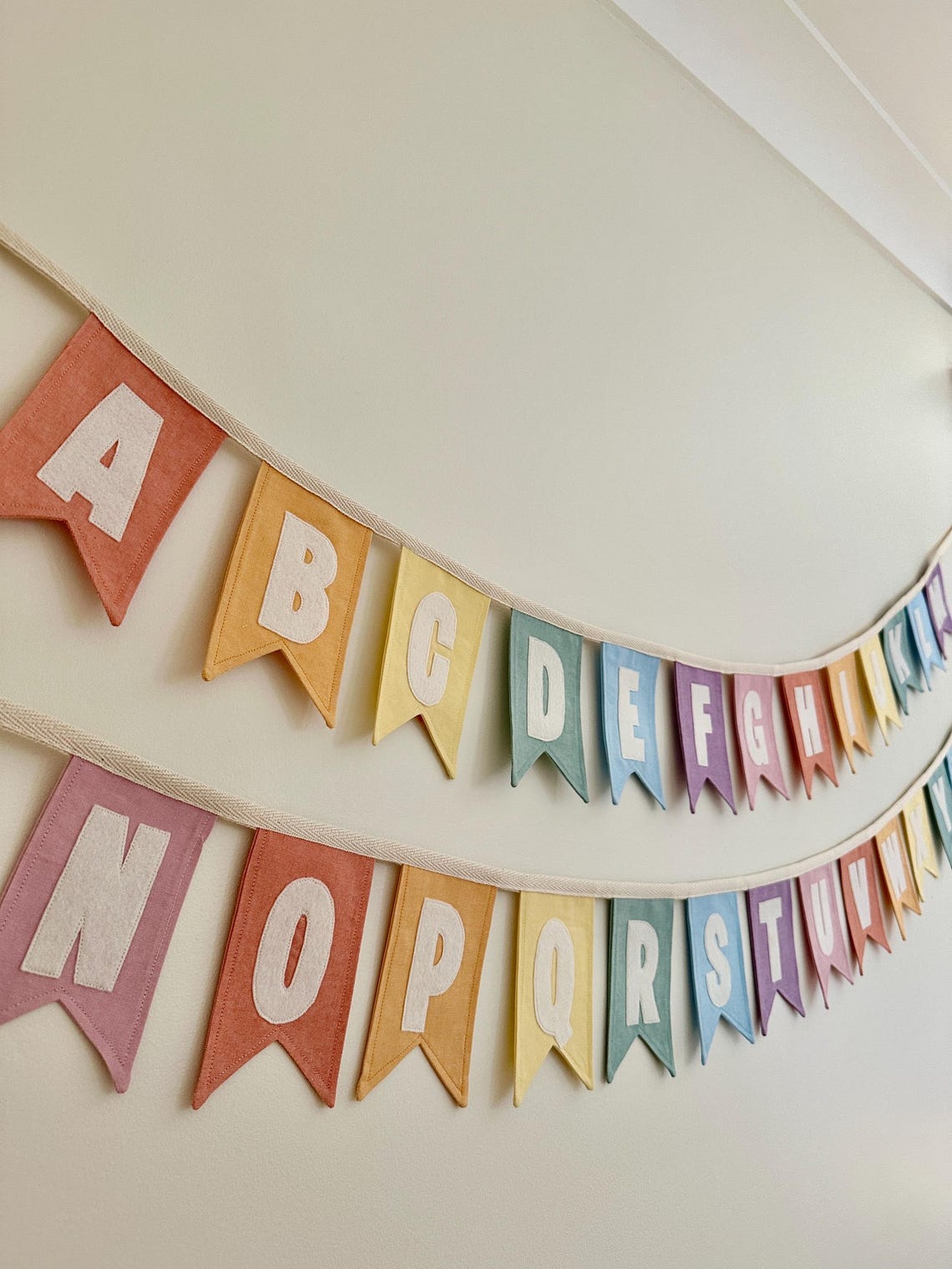 Rainbow Alphabet Bunting | Playroom Decor, Kids Room Alphabet Banner ...