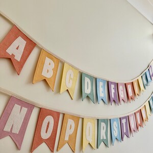 Rainbow Alphabet Bunting | Playroom Decor, Kids Room Alphabet Banner ...