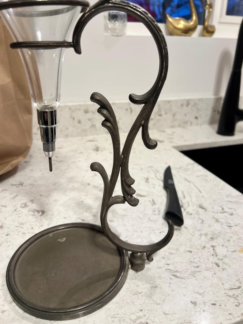 Estate Wine Aerator Dispenser. Wrought Iron Metal and Glass Aerator ...