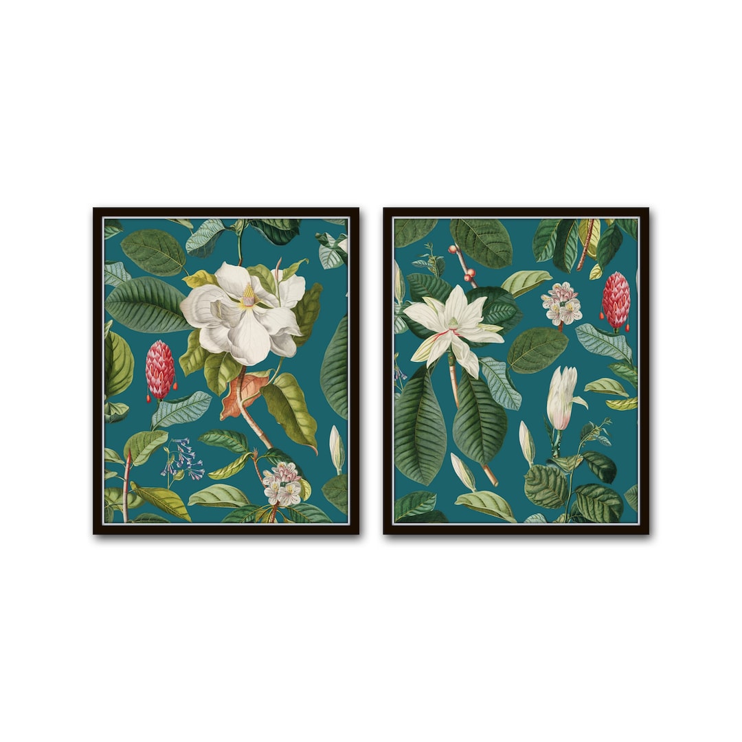 Vintage Magnolia Botanical Collage Print Set No. 1, Antique Botanical ...