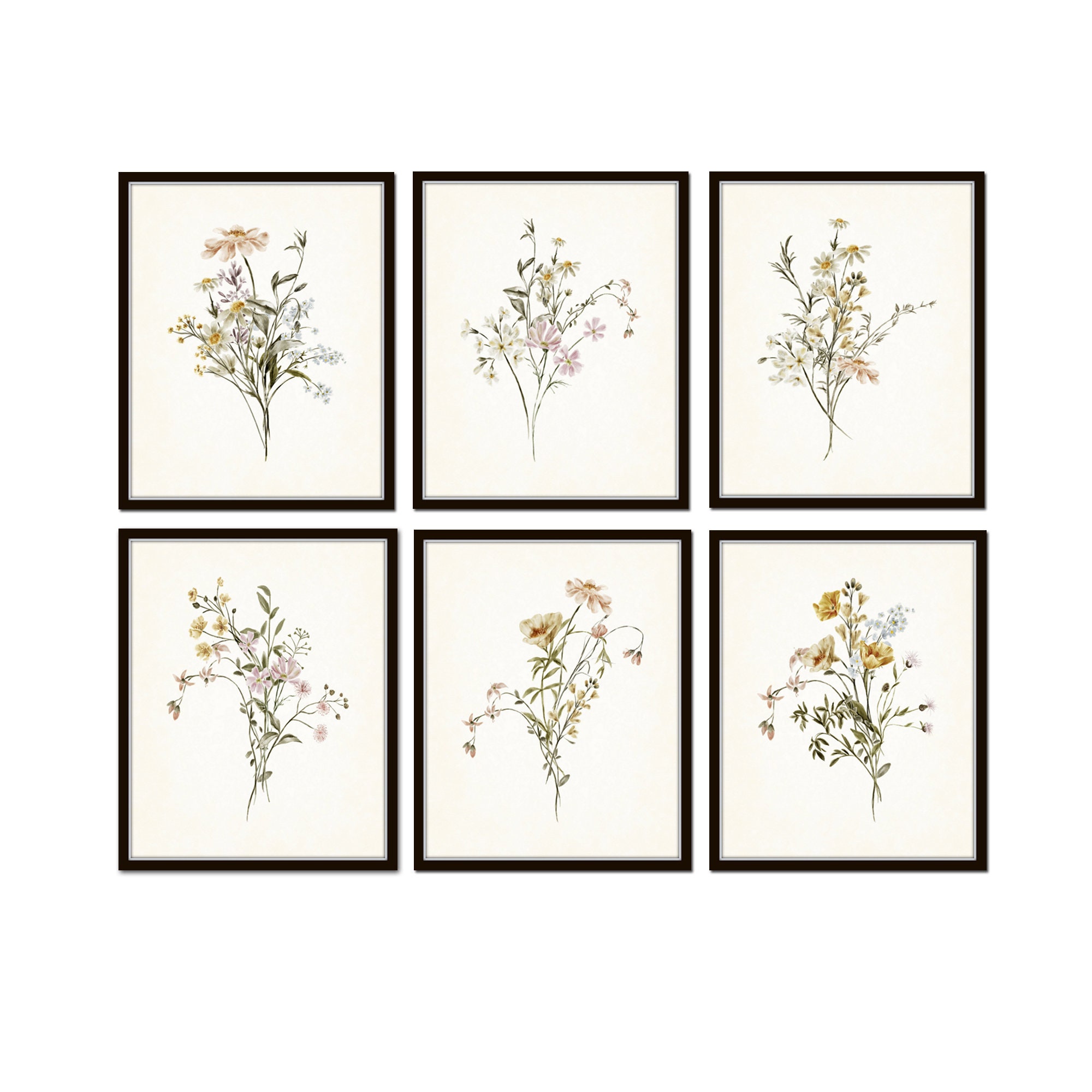 Watercolor Wildflowers Print Set No. 1, Wildflower Prints, Botanical ...