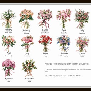 Custom Birth Flower Print, Birthday Gift for Her, Birth Month Gift ...