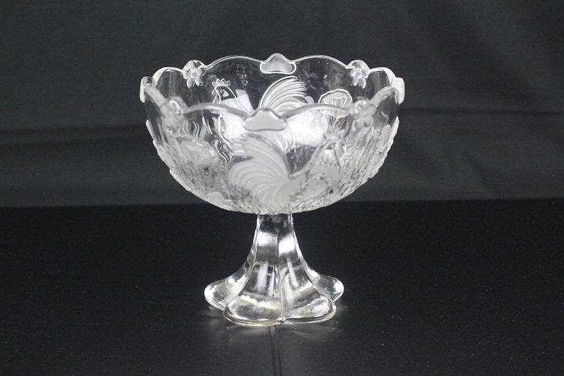 Vintage Waltherglass Frosted Farm Animal Compote | Pressed Glass ...
