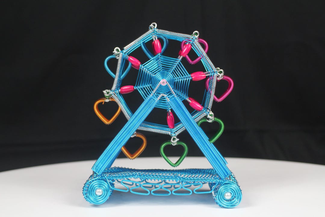 Handmade Blue Wire Ferris Wheel Sculpture With Heart Seats - Etsy