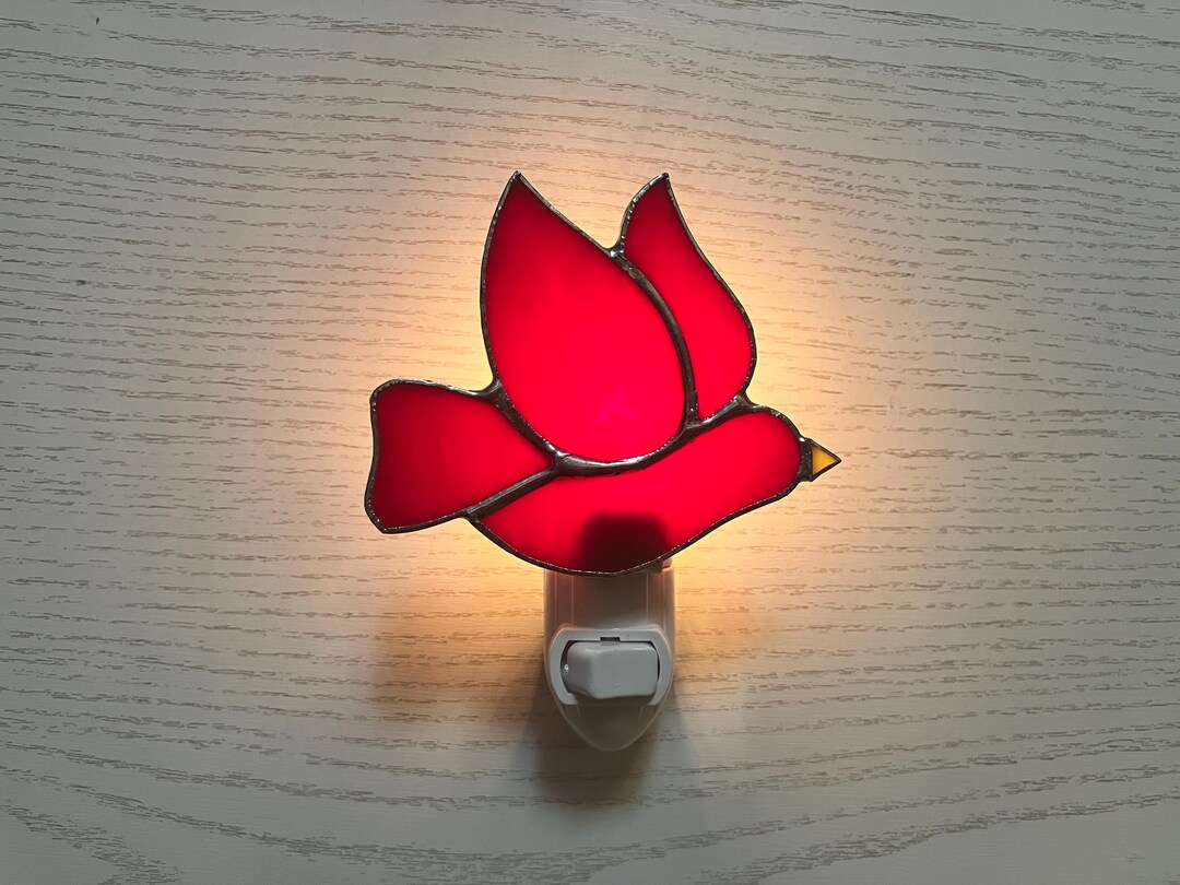 Red Bird Night Light, Stained Glass, Wall Plug In - Etsy