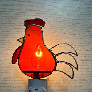 Orange Rooster Night Light, Kitchen Lighting, Wall Plug In, Rotating ...
