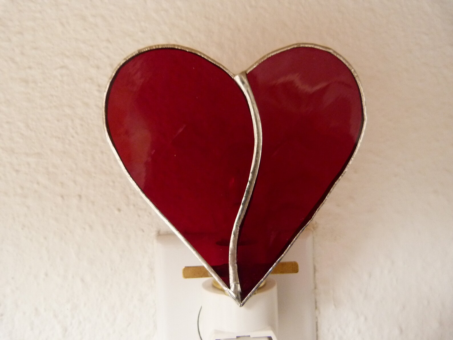 Red Heart Night Light Stained Glass Wall Plug In Valentines | Etsy
