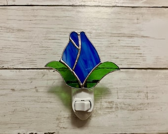 Stained Glass Pink Rose Night Light - Etsy