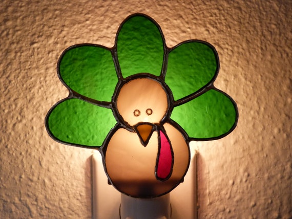 Turkey Night Light Green Stained Glass Wall Plug In - Etsy
