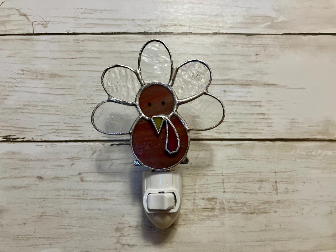 Stained Glass Turkey Night Light, Wall Plug In, Thanksgiving Bird ...