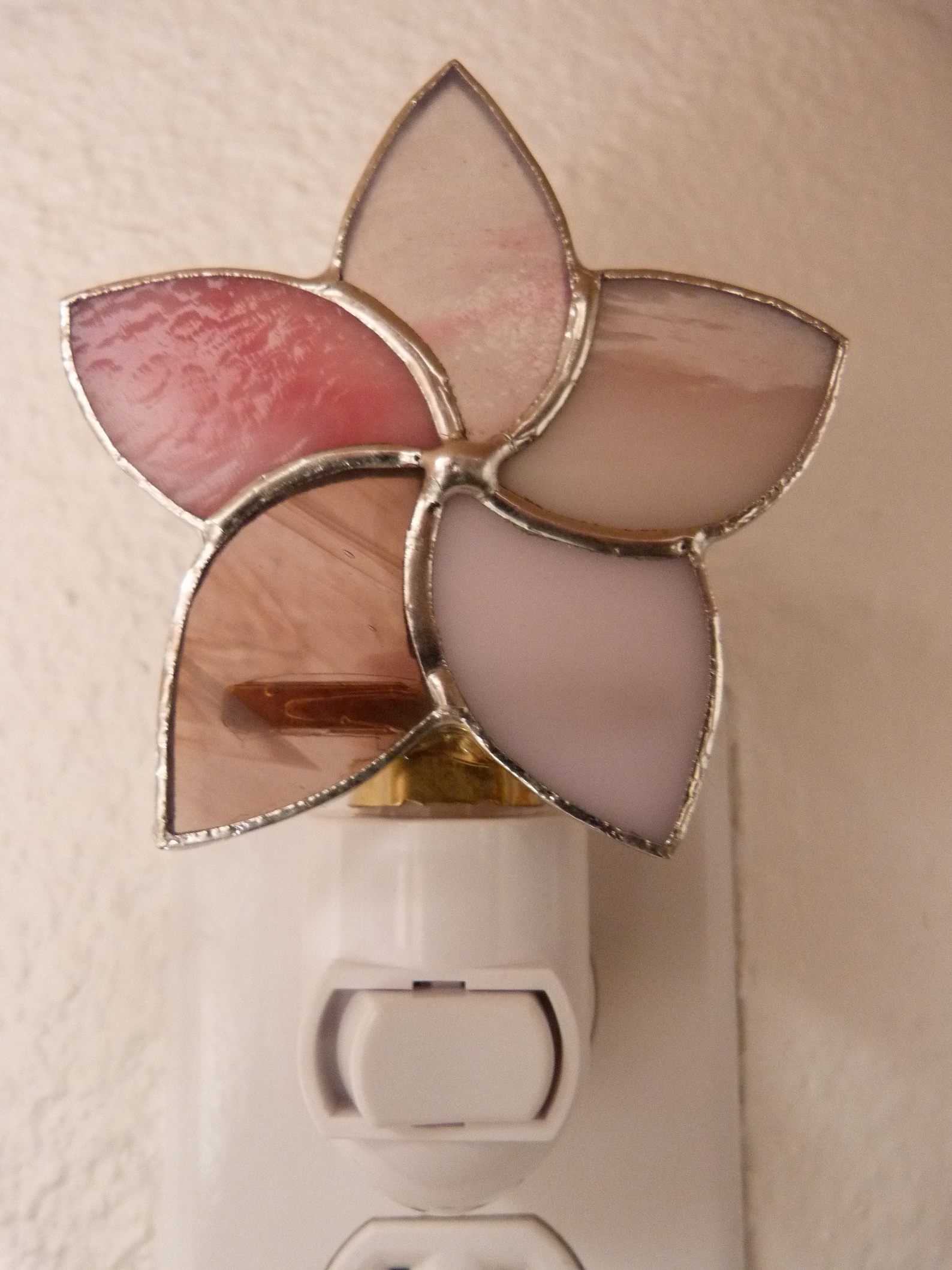 Stained Glass Night Light Pink Pinwheel Wall Plug In Etsy