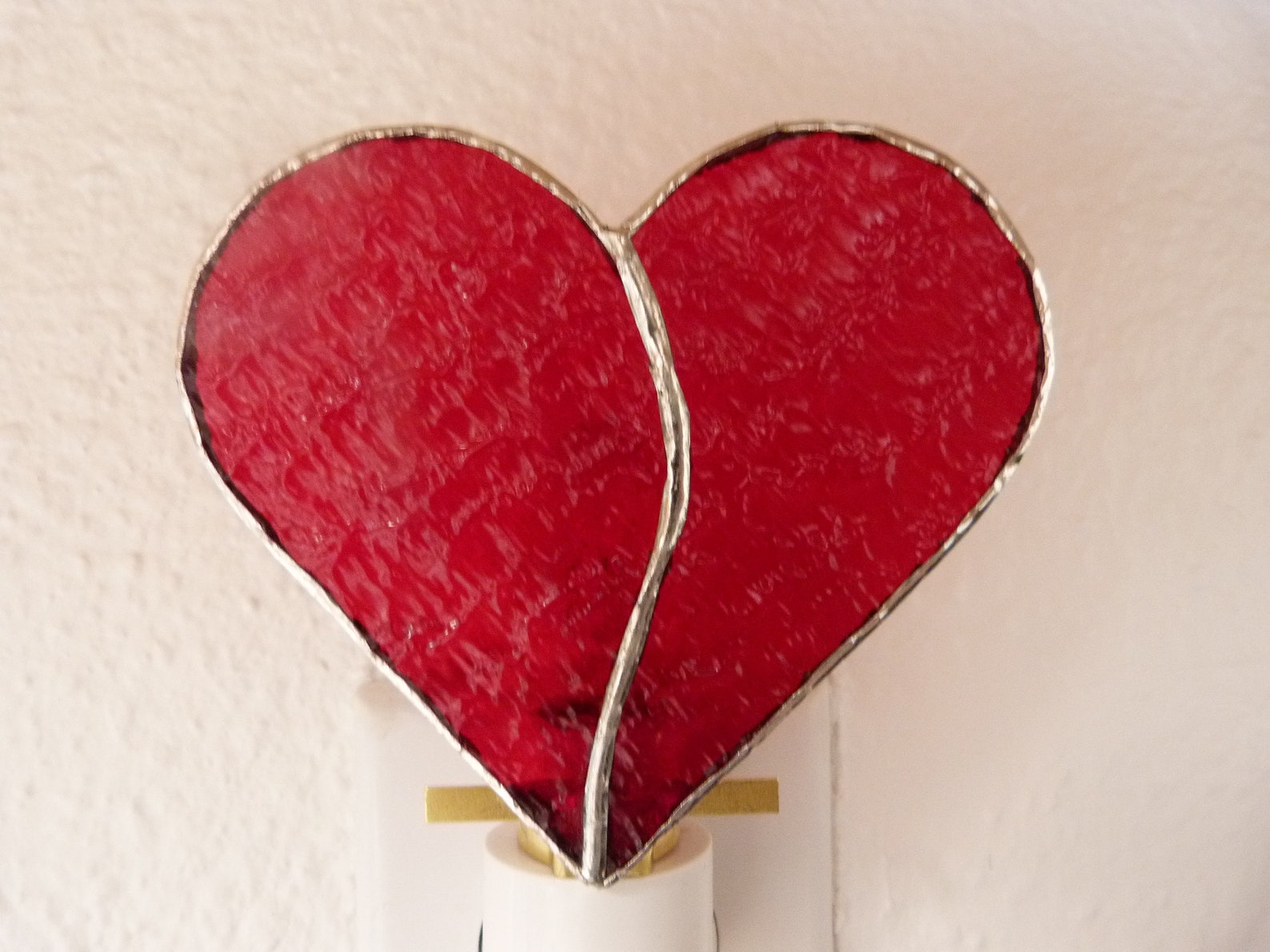 Red Heart Night Light Stained Glass Wall Plug In Valentines | Etsy