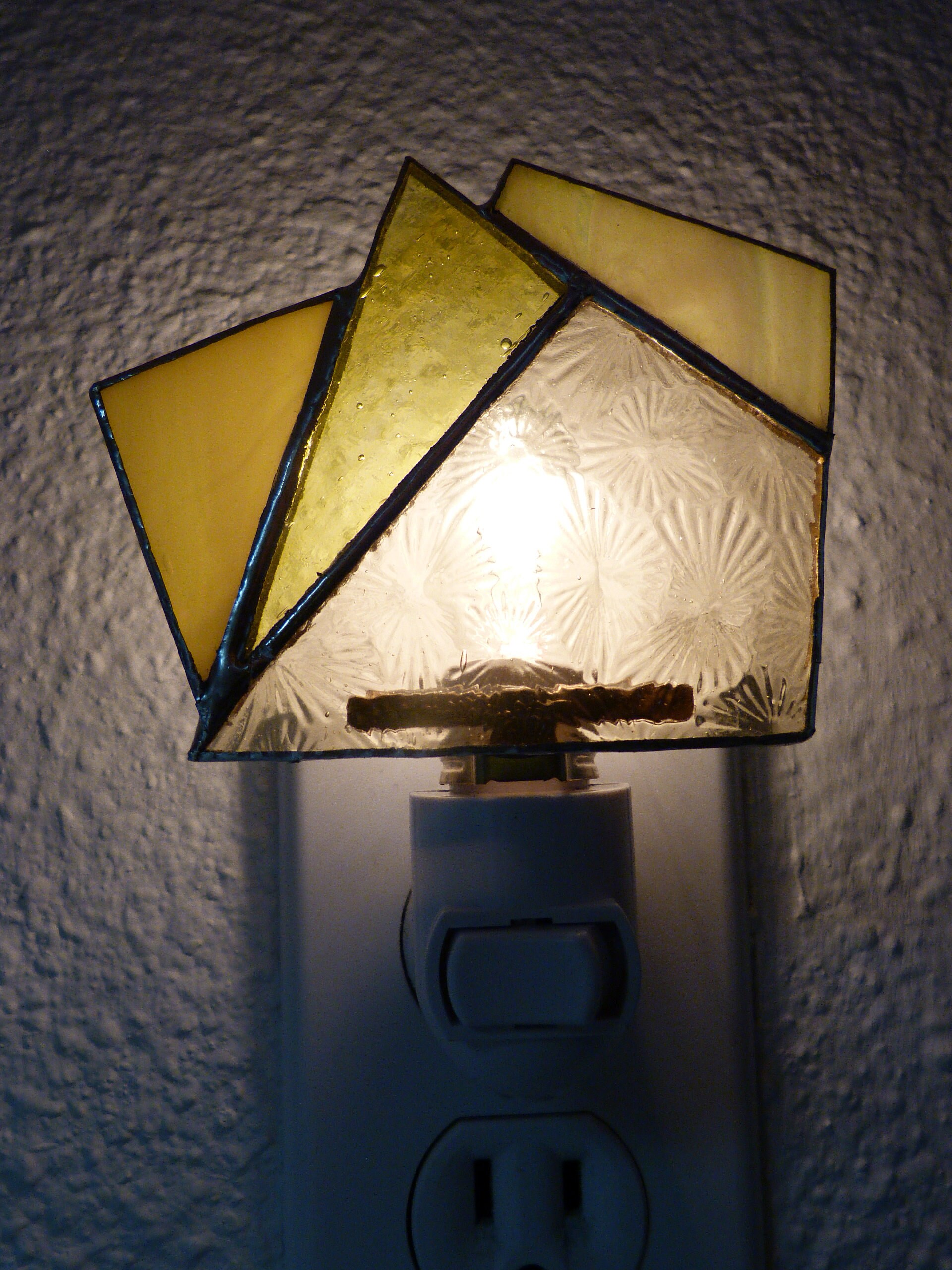 Abstract Art Night Light Yellow Stained Glass Wall Plug In | Etsy