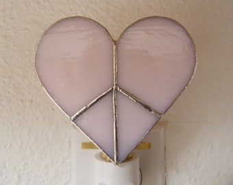 Red Heart Night Light Stained Glass Wall Plug In Valentines | Etsy