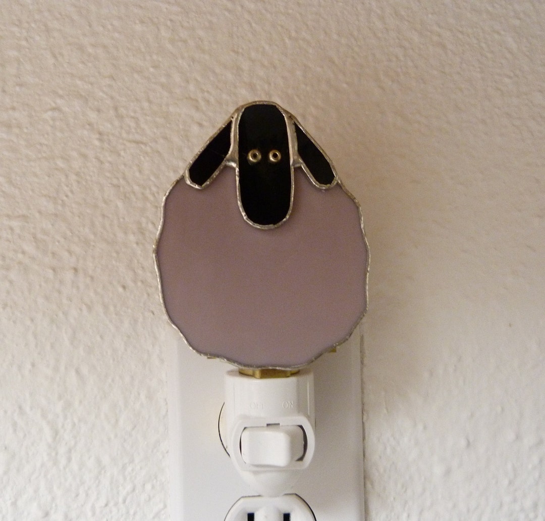 Sheep Night Light, Purple Stained Glass Animal, Bathroom Bedroom ...