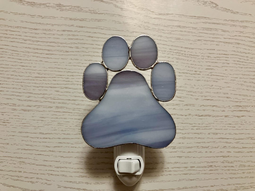 Purple Paw Print Night Light, Stained Glass - Etsy
