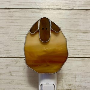 Sheep Night Light, Brown Stained Glass, Wall Plug In, Rotating Light ...