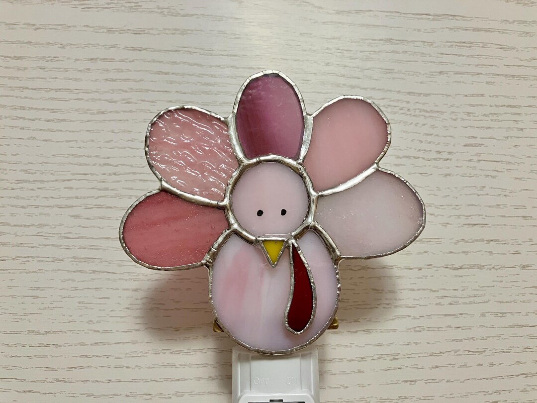 Turkey Night Light, Pink Stained Glass, Plug In, Thanksgiving Decor ...