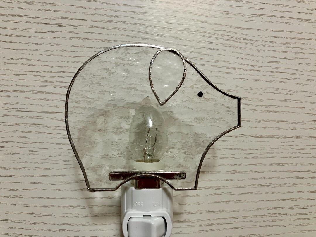 Pig Night Light, Clear Stained Glass, Wall Plug In, Farm Animal, Gift ...