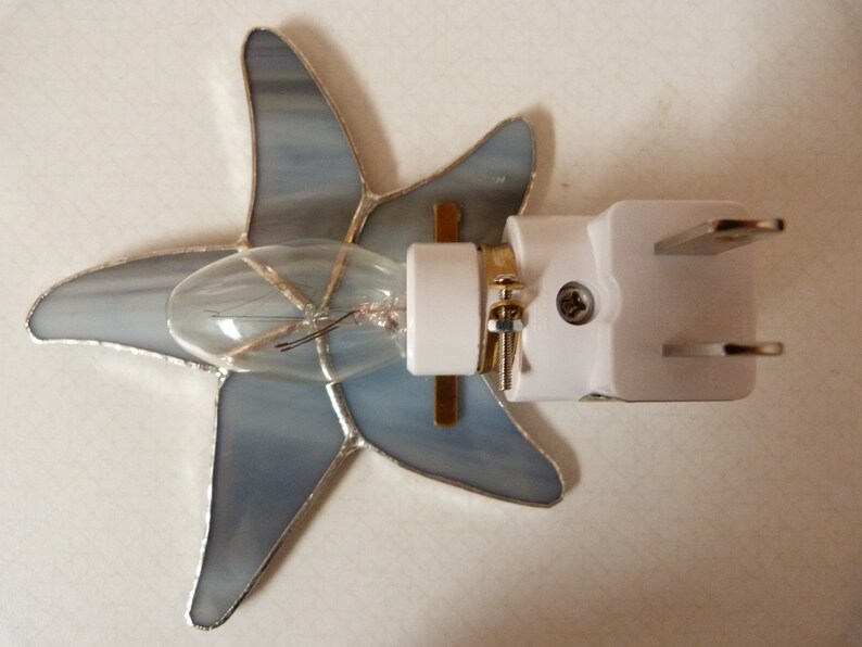 Starfish Night Light Gray Stained Glass Fish Wall Plug In - Etsy