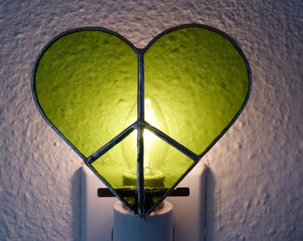 Red Heart Night Light Stained Glass Wall Plug In Valentines | Etsy