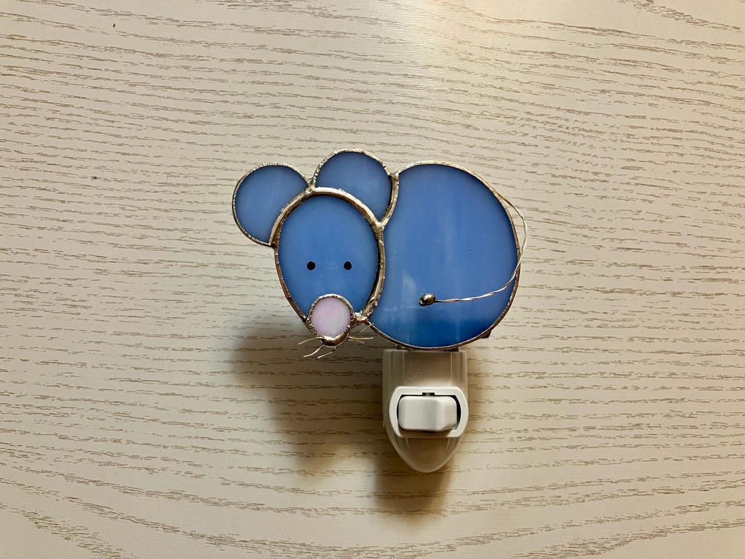 Blue Mouse Night Light, Stained Glass - Etsy