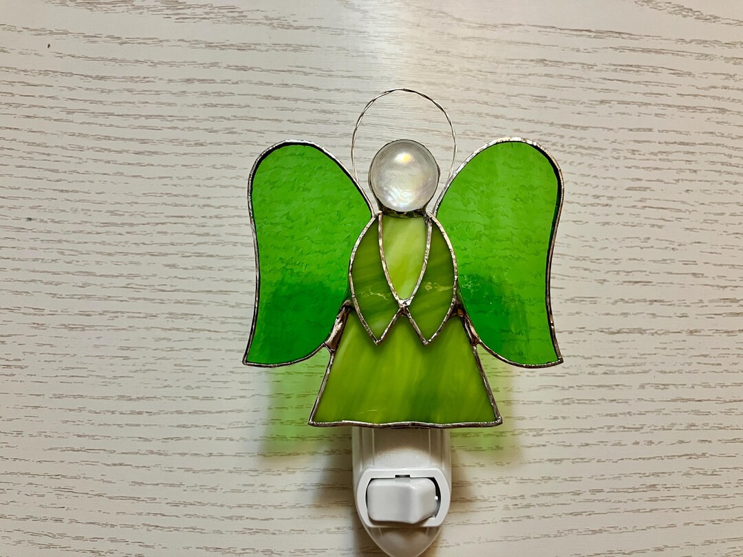 Green Guardian Angel Night Light, Stained Glass - Etsy