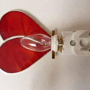 Red Heart Night Light Stained Glass Wall Plug In Valentines - Etsy