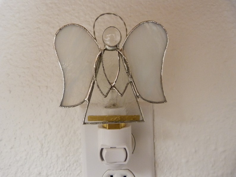 Night Light Clear Stained Glass Angel Nightlight Guardian - Etsy