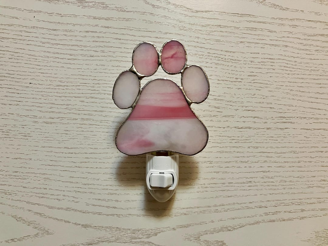 Pink Paw Print Night Light, Stained Glass - Etsy