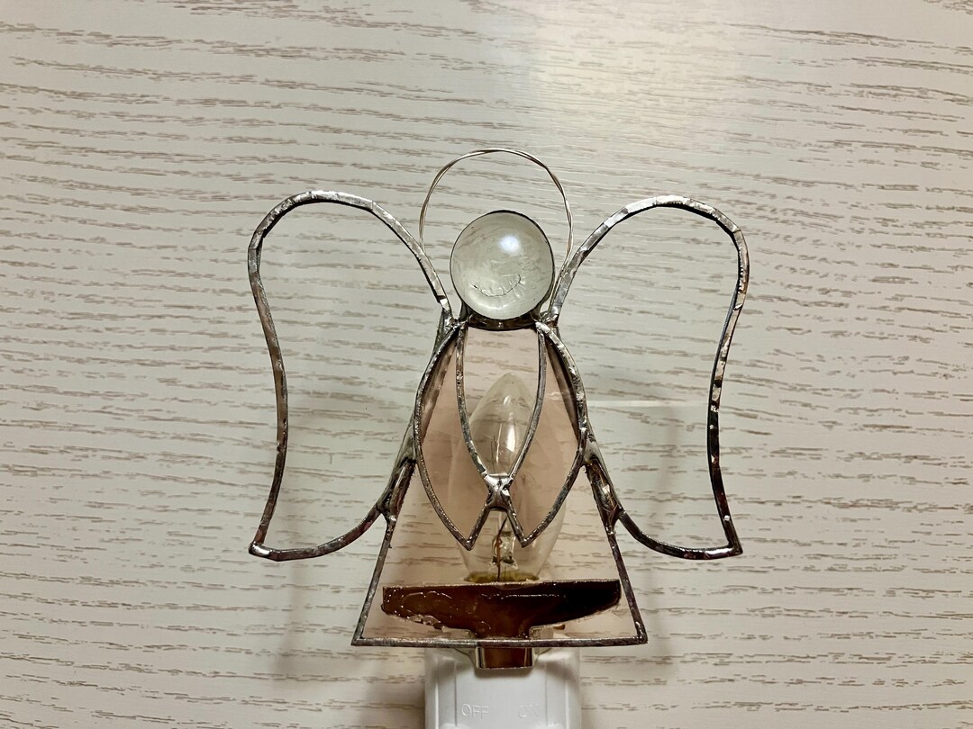 Angel Night Light, Stained Glass, Wall Plug In, Rotating Light Sensor ...