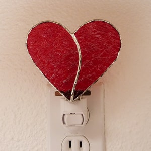 Red Heart Night Light, Stained Glass, Wall Plug In, Valentines Day Gift ...