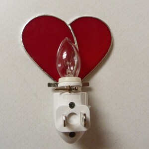 Red Heart Night Light, Stained Glass, Wall Plug In, Valentines Day Gift ...