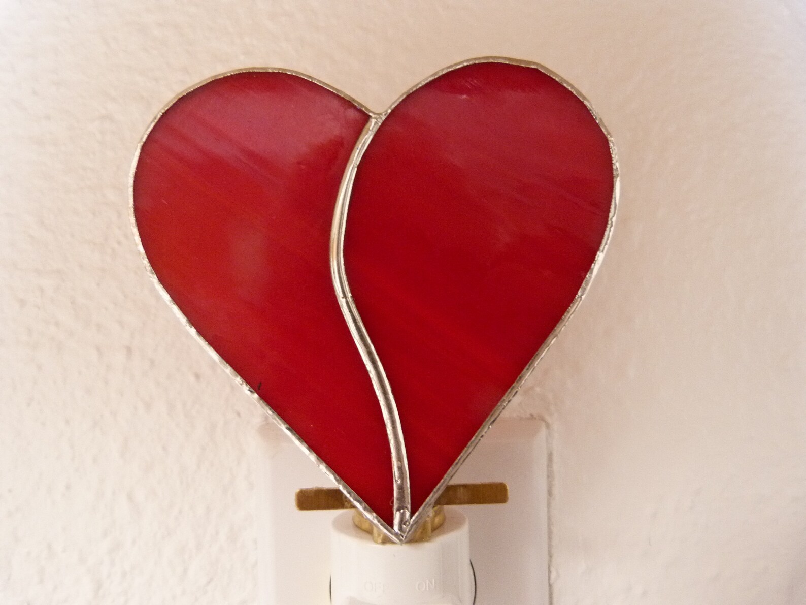Red Heart Night Light Stained Glass Wall Plug In Valentines - Etsy