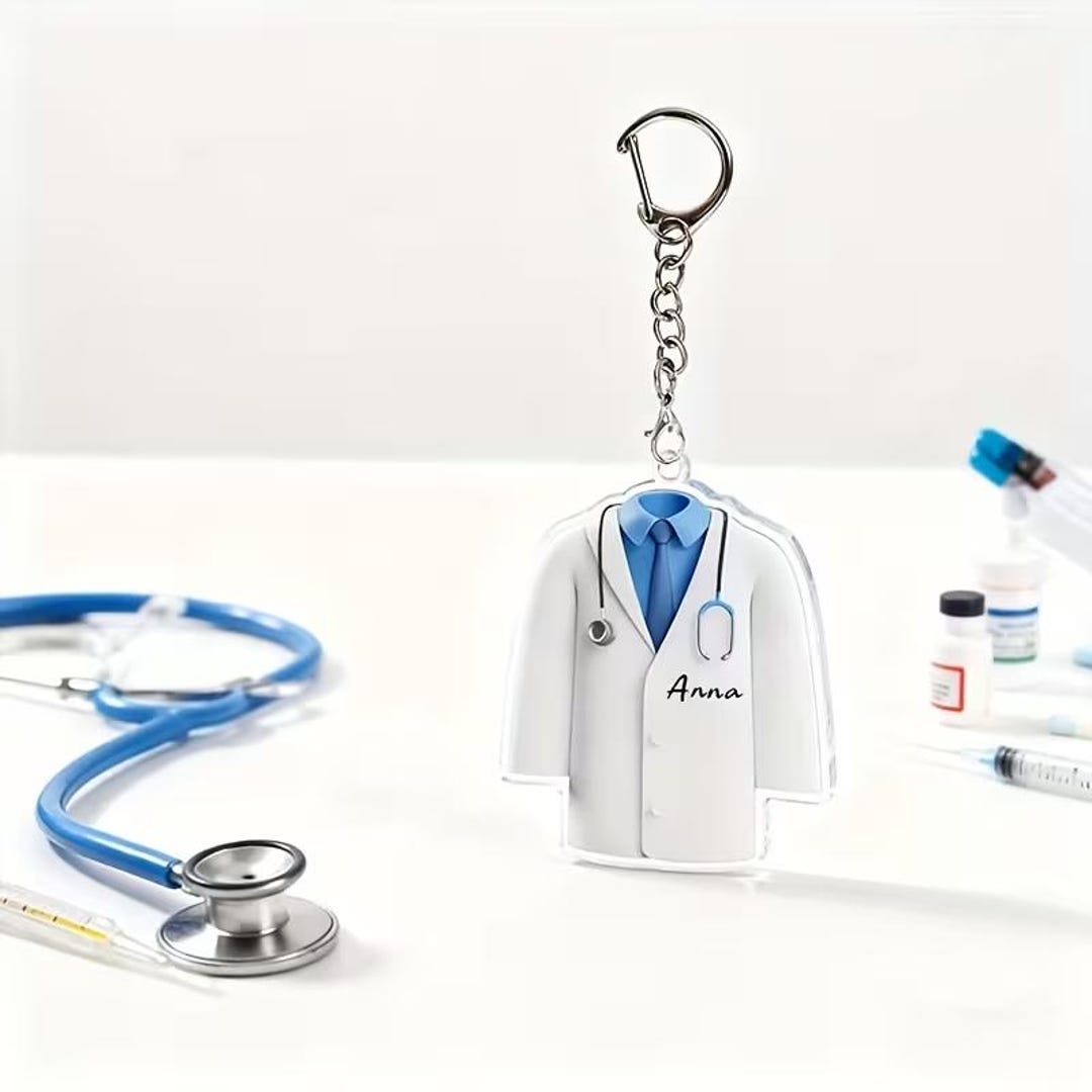 2D Flat - Customized 2D Flat Personalized Doctor Uniform Keychain - a ...
