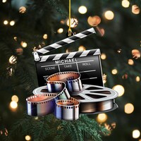 Personalized Director Chain Christmas Ornament, Film Clapper Christmas ...