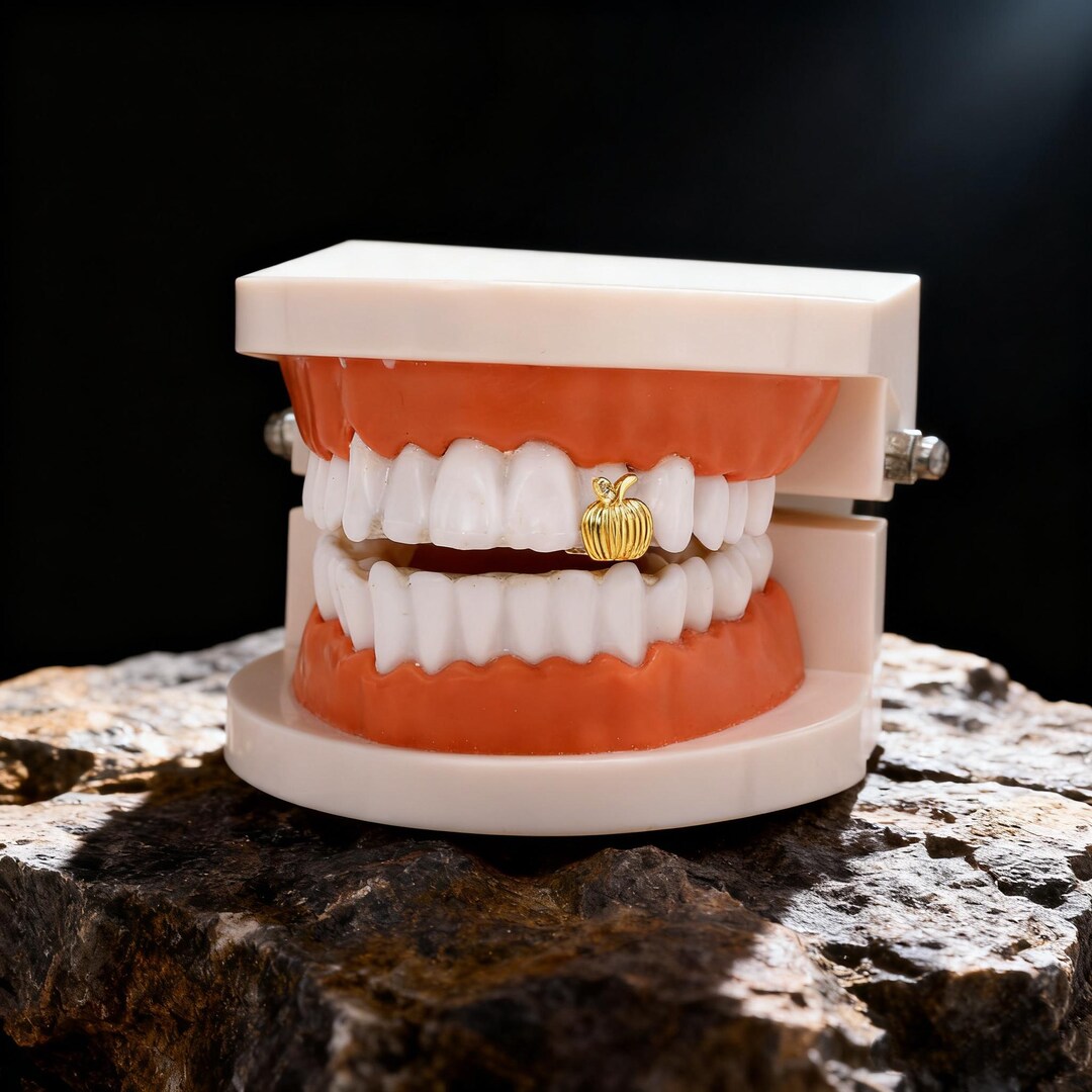 14k Gold Apple Grillz - Holiday Hip Hop Tooth Jewelry - Etsy