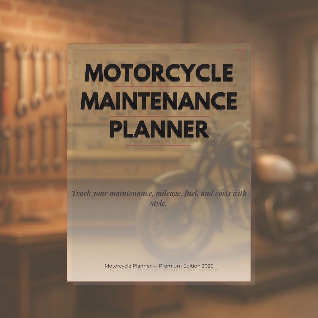 Motorcycle Maintenance Log, Printable PDF, Biker Gift, Vehicle Service ...