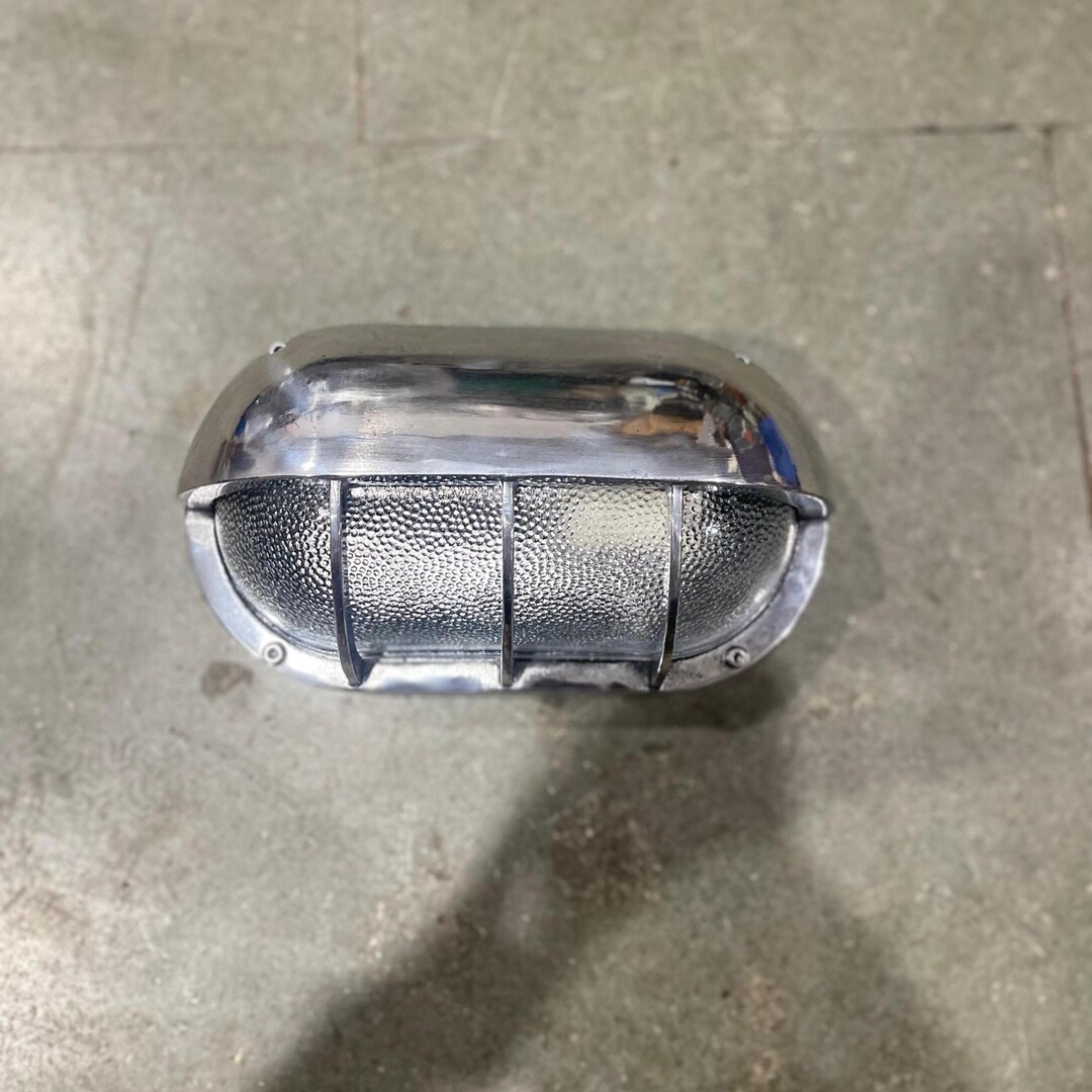 Aluminum Ship Bulkhead Light | Wall/ceiling Mount Half Cage Clear ...