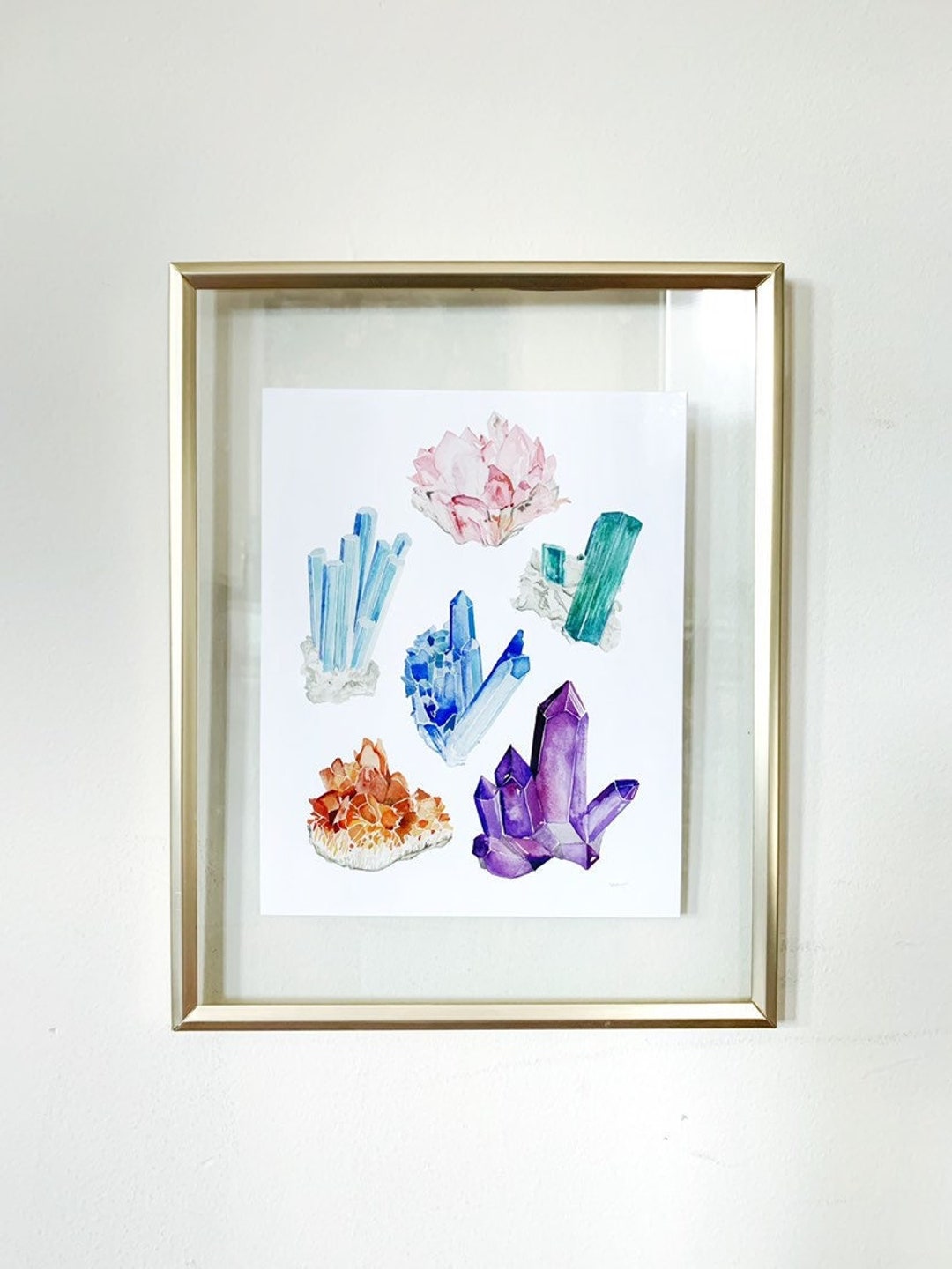 Crystal Print, Watercolor Crystal Print, Crystal Art Print, Gemstone ...
