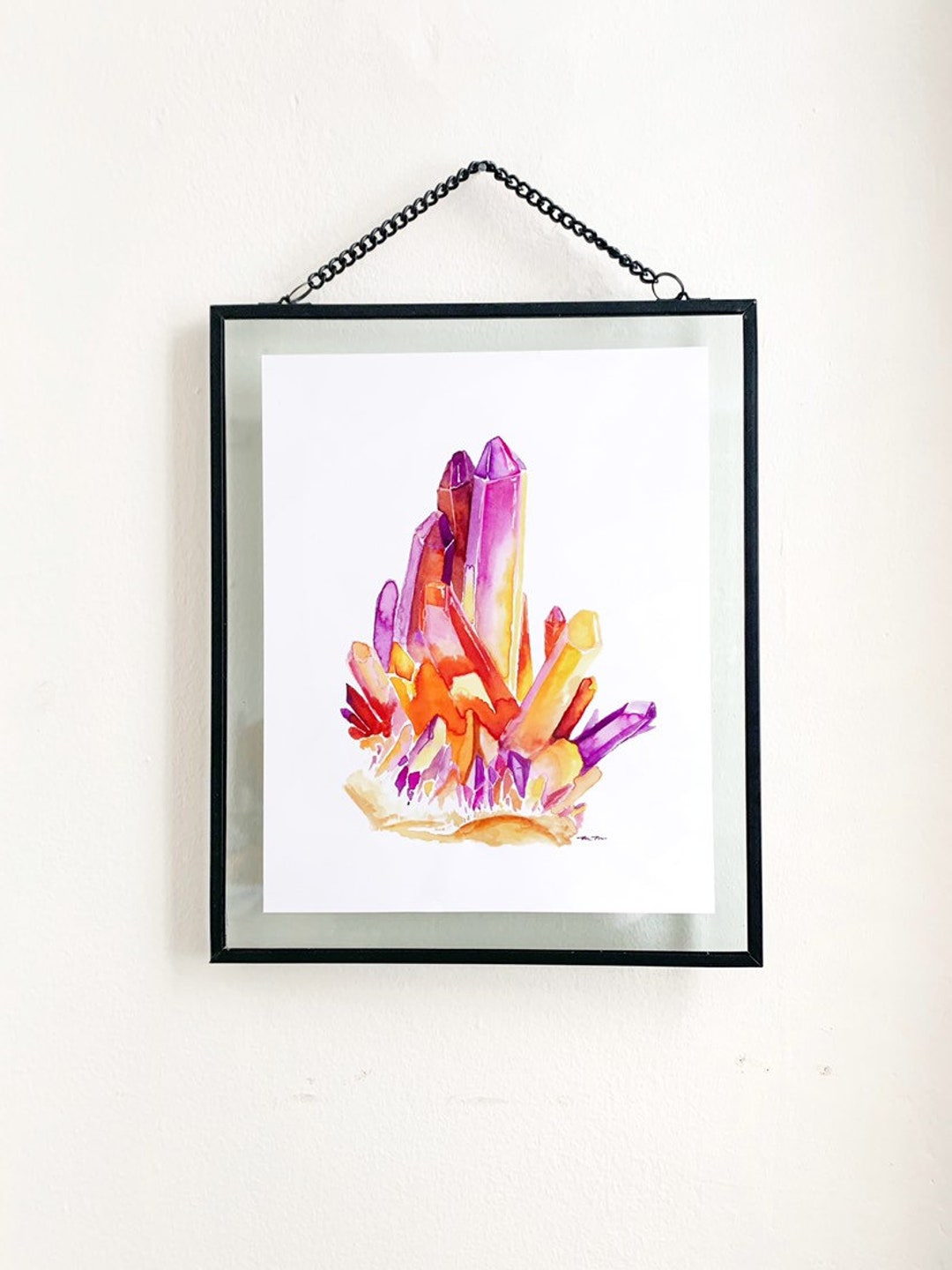 Sunset Crystal Print, Unframed, Watercolor Crystal Print, Crystal Art ...
