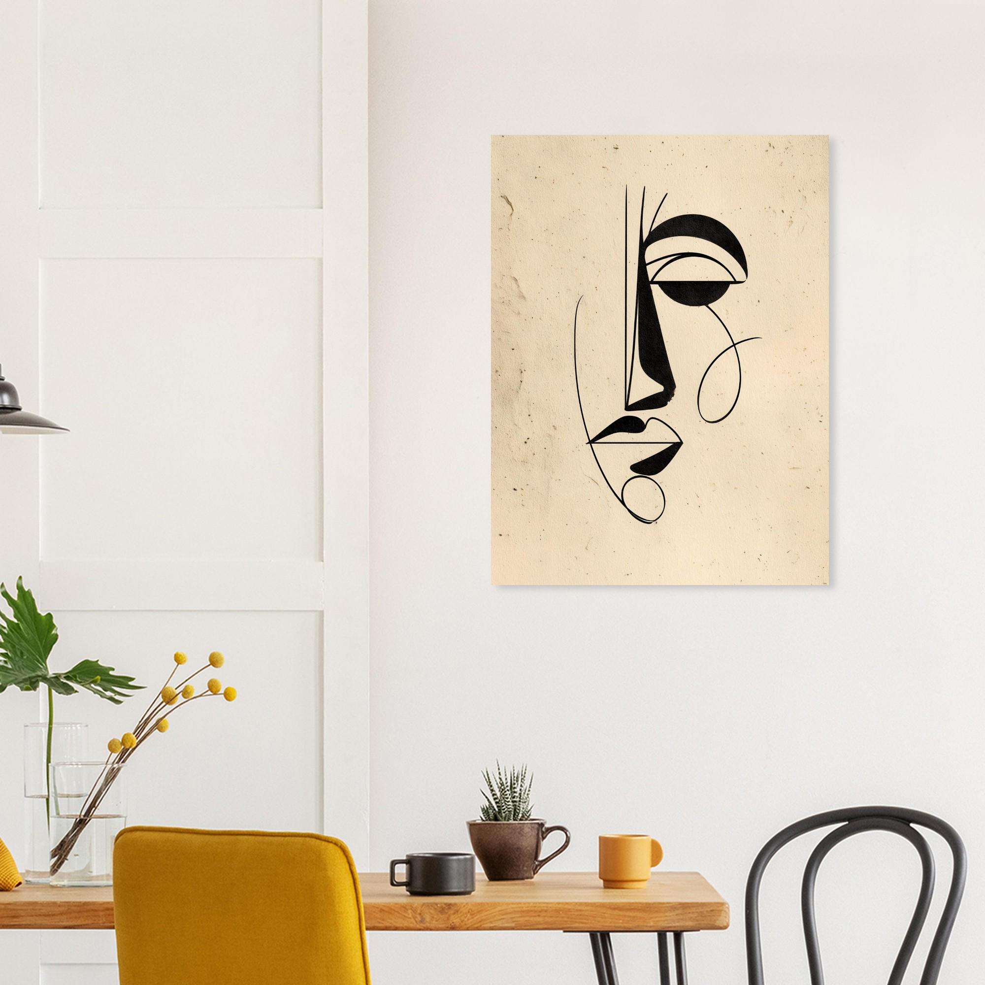 Abstract Face Line Art Print, Modern Cubist Poster, Beige Matte - Etsy
