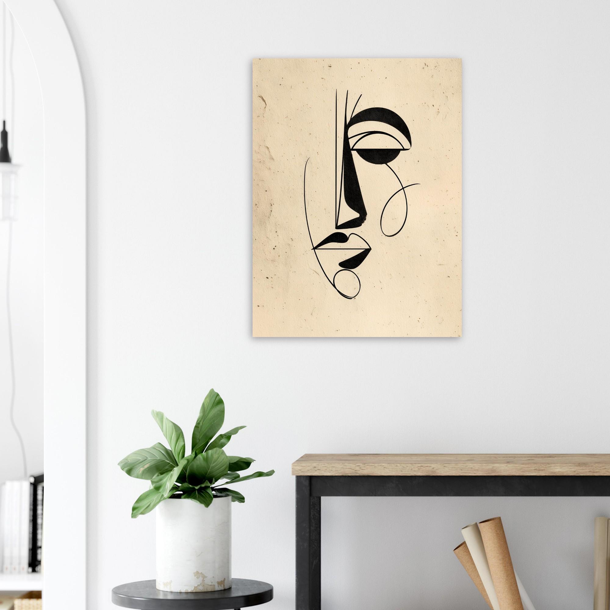 Abstract Face Line Art Print, Modern Cubist Poster, Beige Matte - Etsy