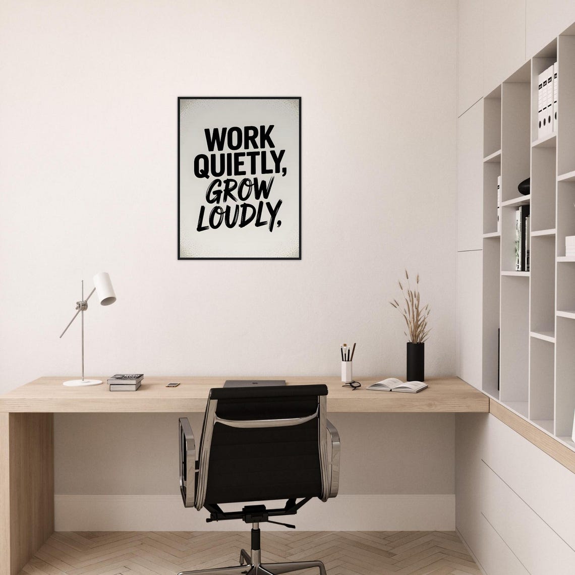 Framed Work Quietly Grow Loudly Wall Art | Neutral Motivational ...