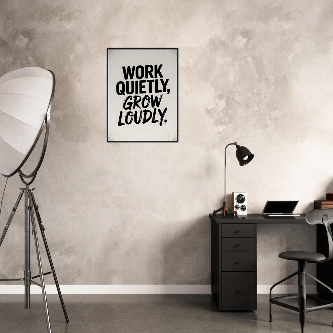 Framed Work Quietly Grow Loudly Wall Art | Neutral Motivational ...