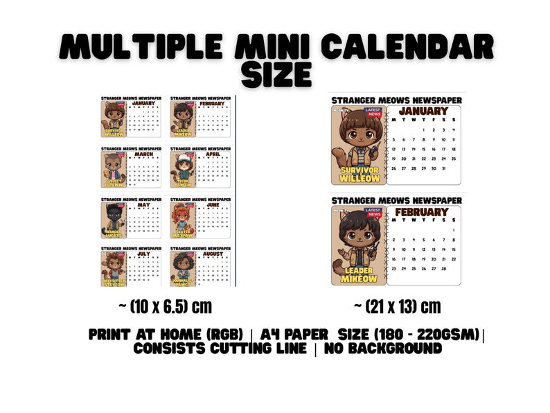 Stranger Meow 2026 Mini Calendar | Funny Cats Detective Clipart ...