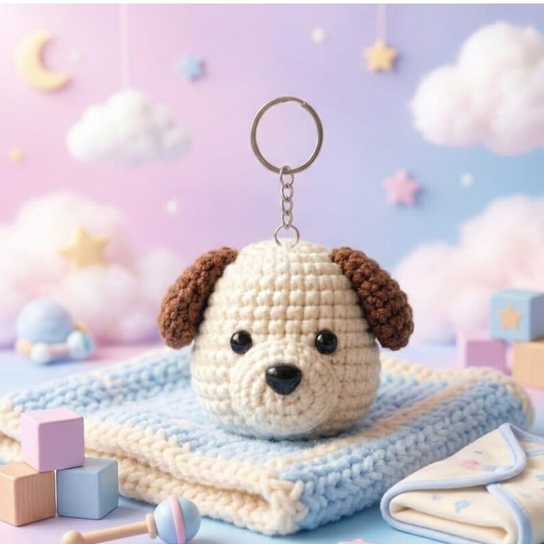 Amigurumi Puppy Keychain Crochet Pattern, Mini Dog Keyring PDF, Digital ...