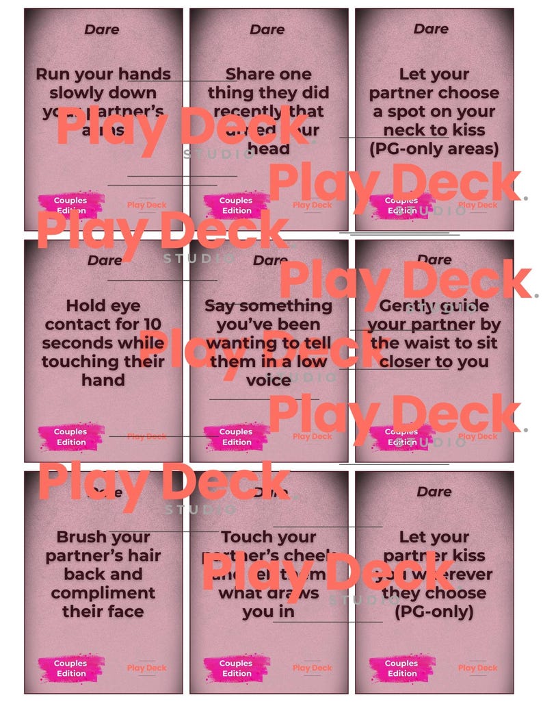 Truth or Dare: Couples Edition, 72 Card Printable Date Night Game ...