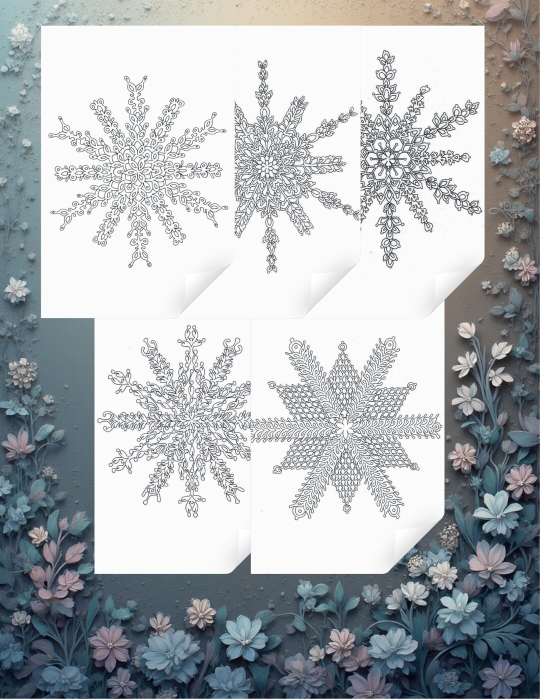 Set of 5- Woven Snowflake Coloring Pages - Etsy